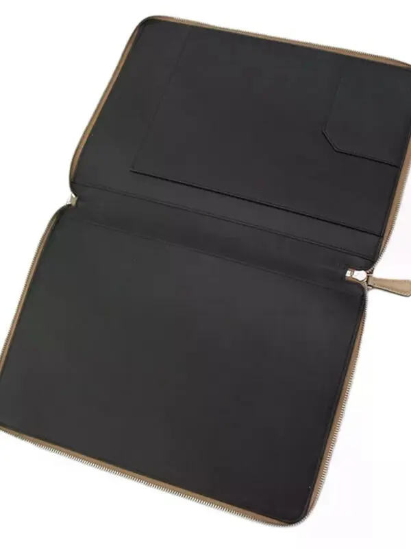 Fendi Leather Document Holder Zip Pouch Clutch Bag