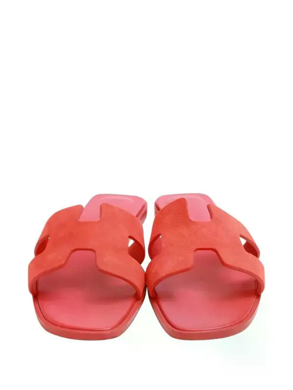 Hermès Suede Oran H Cut-out Sandals - Red