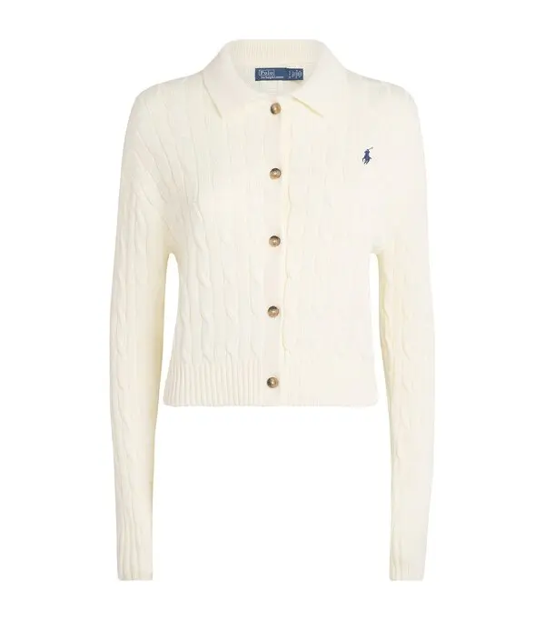 Polo Ralph Lauren Cotton Cable-knit Polo Cardigan - Neutral