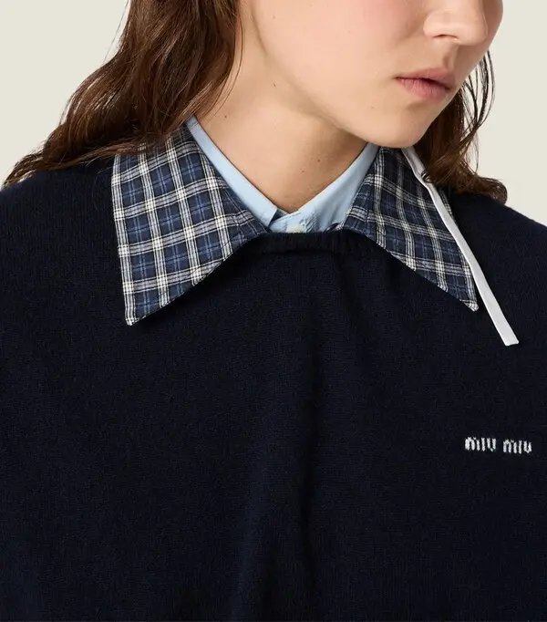 Miu Miu Cashmere Short-sleeve Polo Sweater