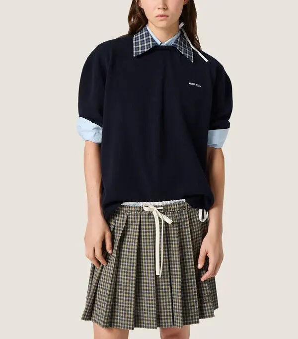 Miu Miu Cashmere Short-sleeve Polo Sweater