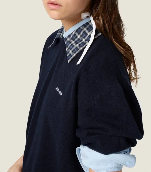 Miu Miu Cashmere Short-sleeve Polo Sweater