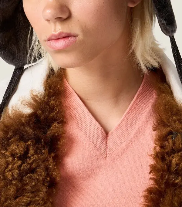 Miu Miu Wool Logo V-neck Sweater