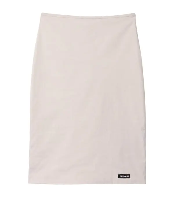 Miu Miu Stretch-poplin Midi Skirt - Neutral