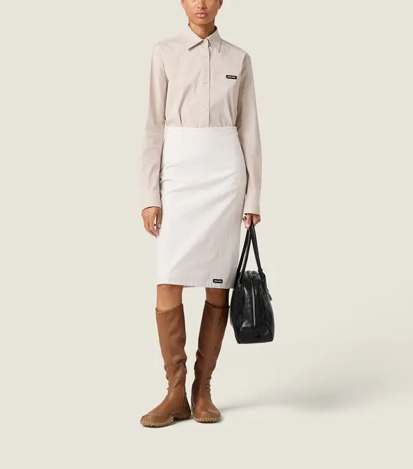 Miu Miu Stretch-poplin Midi Skirt