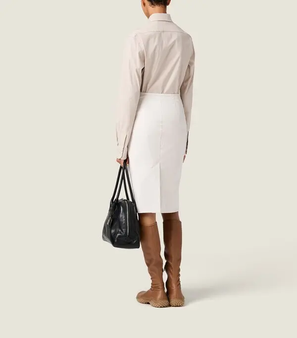 Miu Miu Stretch-poplin Midi Skirt