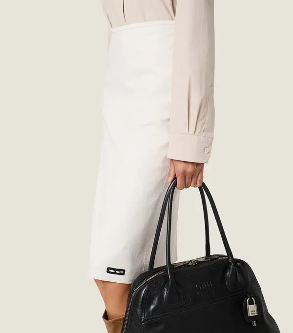 Miu Miu Stretch-poplin Midi Skirt