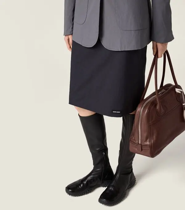 Miu Miu Stretch-poplin Midi Skirt