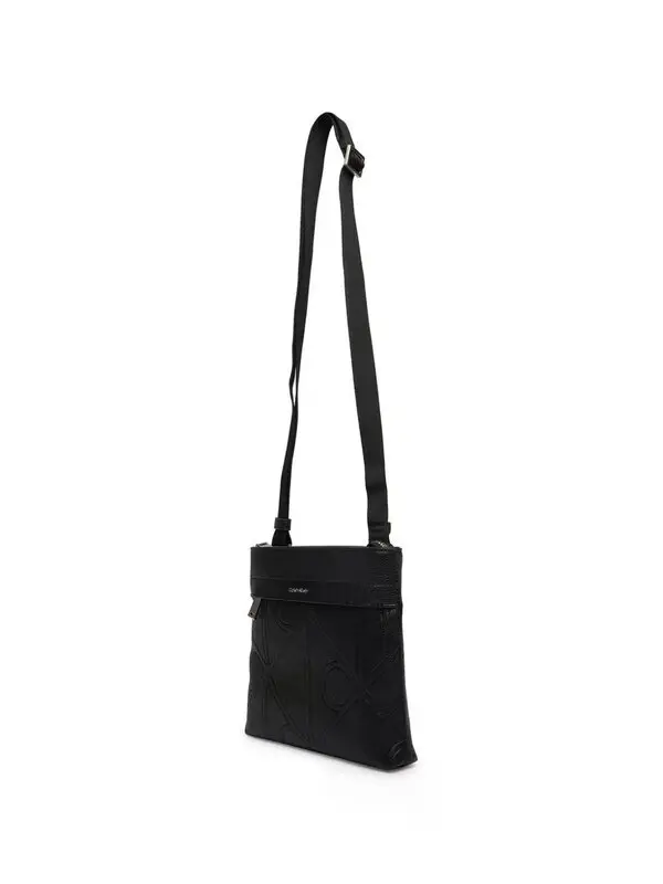 Calvin Klein Embossed Messenger Bag - Black