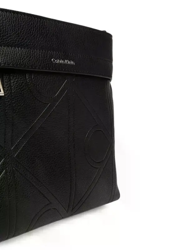 Calvin Klein Embossed Messenger Bag - Black