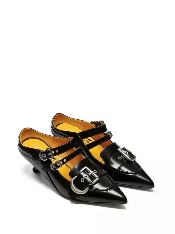 LILI CURIA Astrid Buckle-detail Pointed-toe Mules