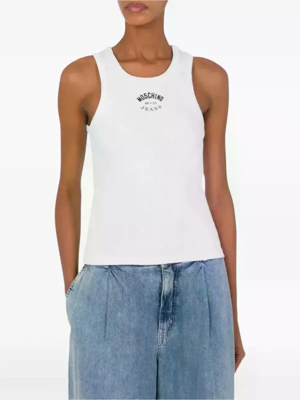 Moschino Logo-print Ribbed-knit Top