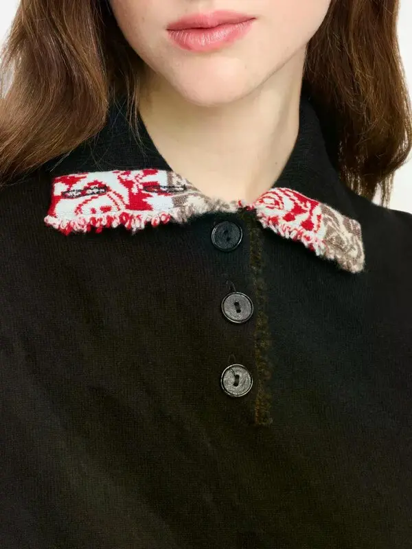 BARRIE Contrast-collar Cashmere Sweater