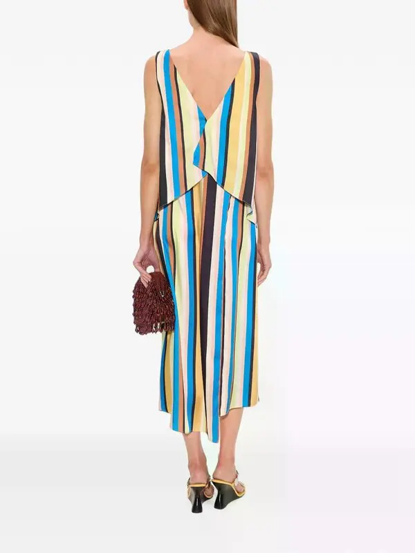 SIMONMILLER Asymmetrical Striped Midi Dress