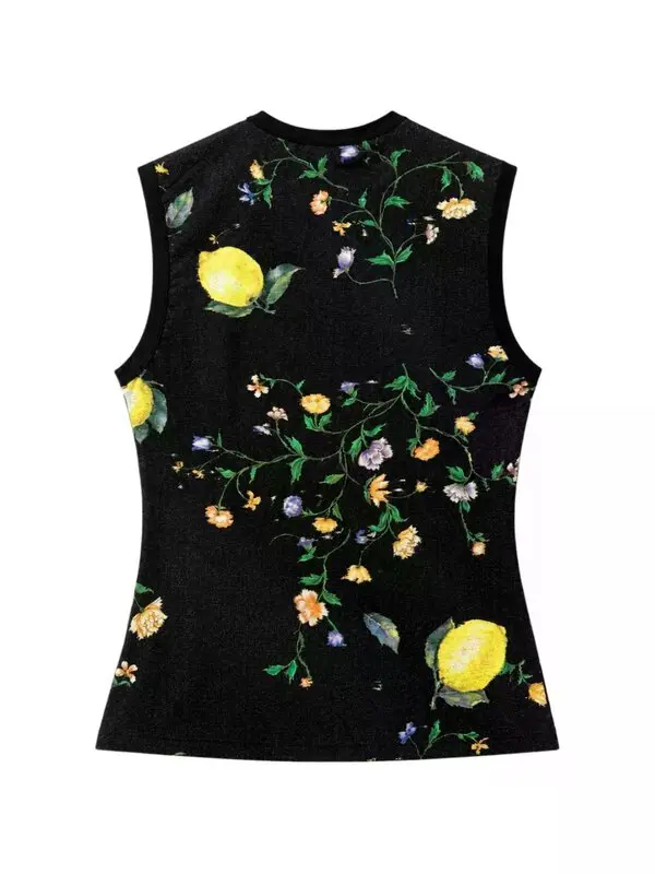 Moschino Lemon-print Floral-pattern Top