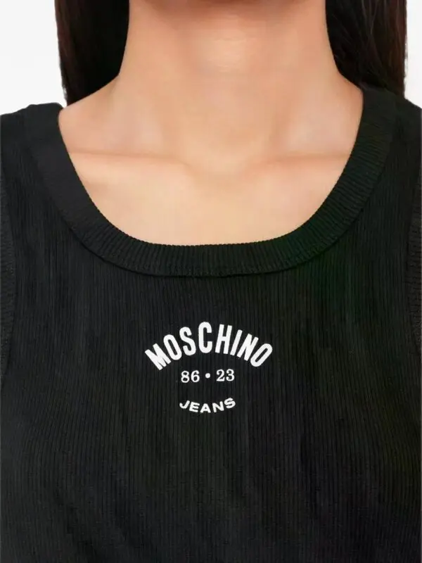 Moschino Ribbed Logo-print Top