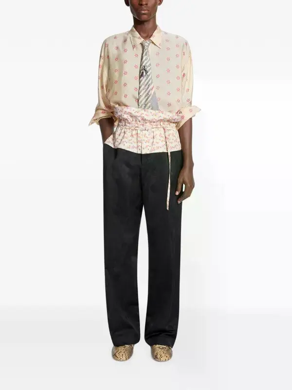 Dries Van Noten Contrast-waist Jacquard Pants