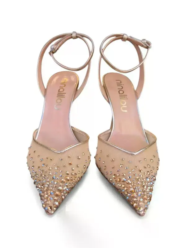 NINALILOU Crystal-embellished Pointed-toe Slingback Pumps