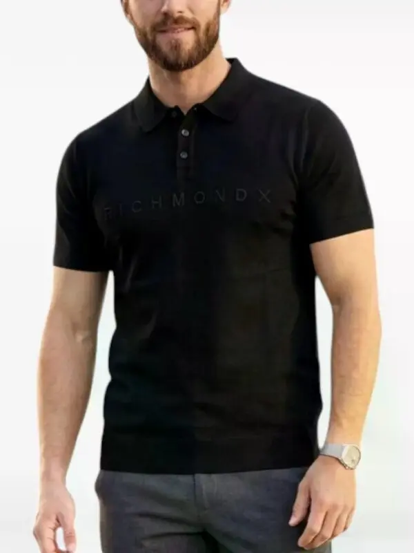 John Richmond Sehudi Embossed Logo Polo Shirt - Black