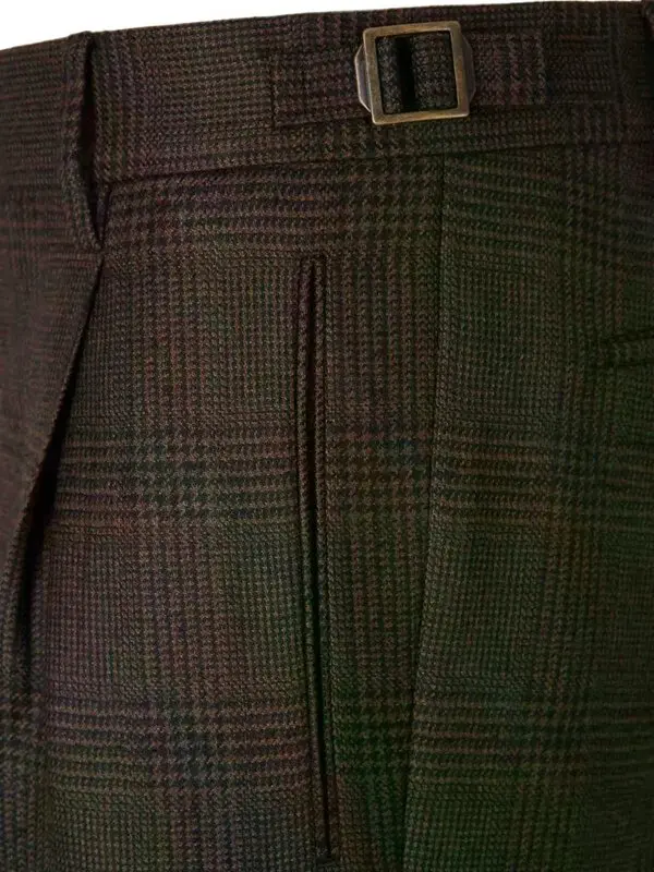 BERWICH Retro Check-pattern Pleated Trousers