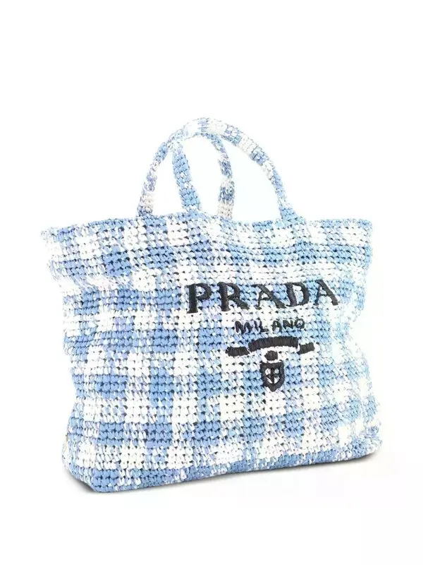 Prada Logo Raffia Large Tote Bag