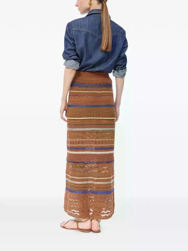 NENETTE Wendy Crochet-knit Tiered Maxi Skirt