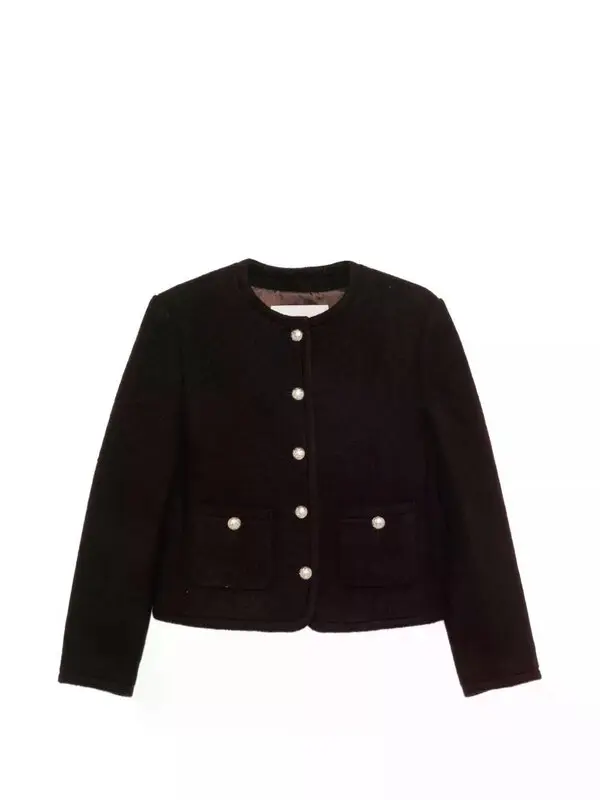 DUNST Button-up Collarless Jacket - Brown