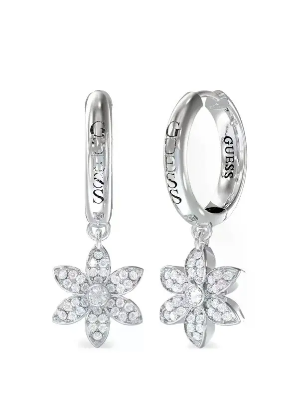 Guess Pavé Flower Huggie Earrings