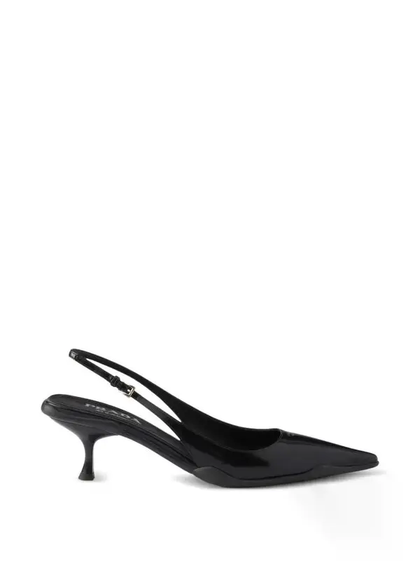 Prada Brushed Leather Slingback Pumps - Black