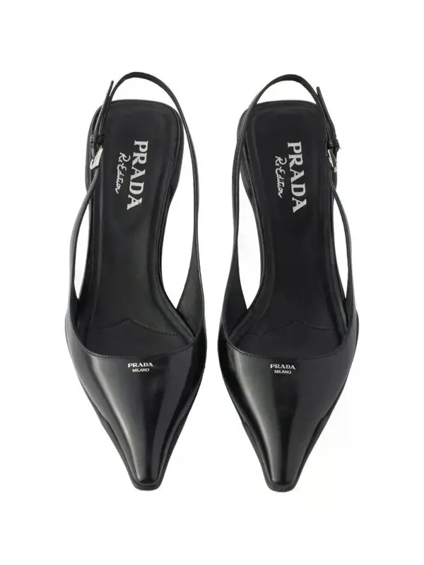 Prada Brushed Leather Slingback Pumps