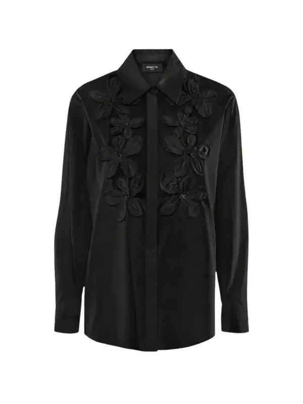 NENETTE Felicità Floral-appliqué Sheer-panel Shirt