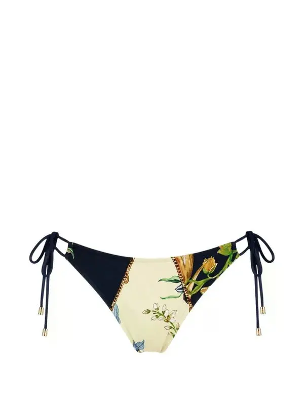 MISS BIKINI LUXE Italia Tropical-print Bikini Bottoms - Neutrals