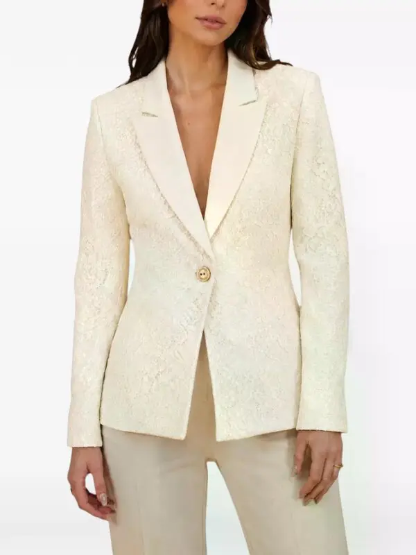DIVEDIVINE Tosca Lace-embroidered Peak-lapel Blazer - Yellow