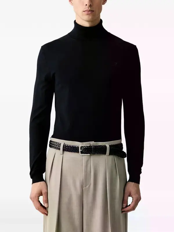 TRUSSARDI Roll-neck Embroidered-logo Sweater