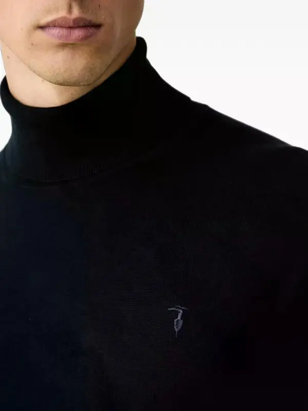 TRUSSARDI Roll-neck Embroidered-logo Sweater