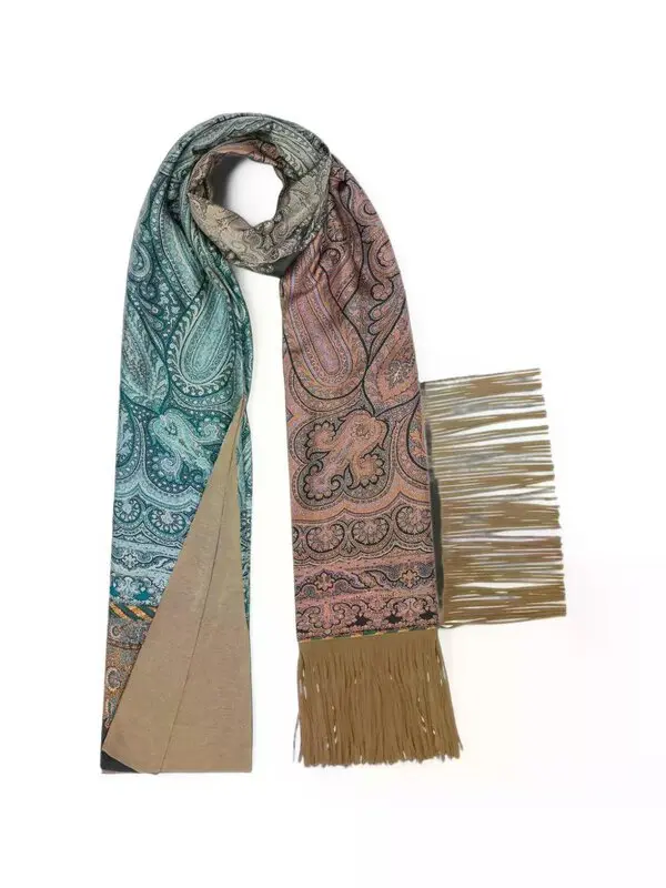 PIERRE-LOUIS MASCIA Aloewon Paisley-print Fringed Scarf - Blue