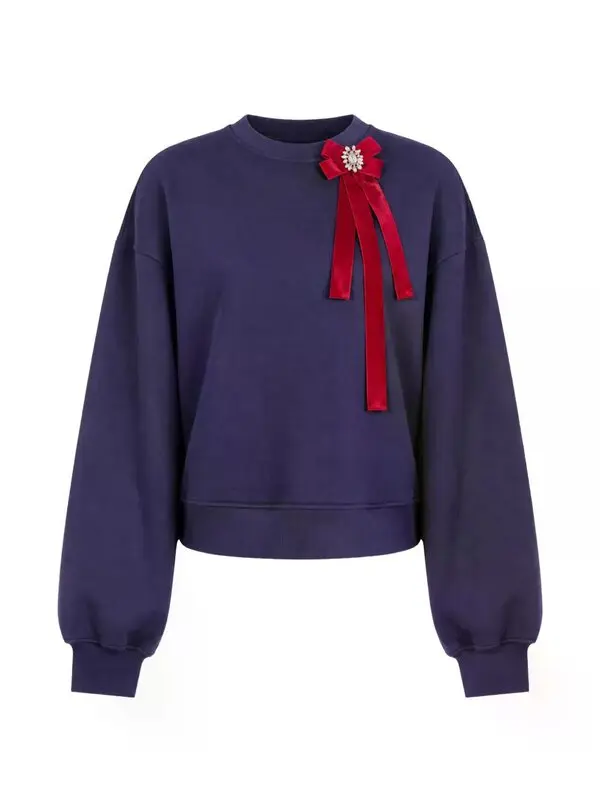 KOSTUM Bow-detail Crystal-embellished Sweatshirt