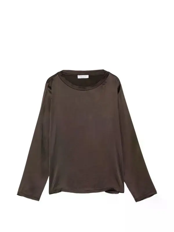 DANIELE FIESOLI Satin-finish Long-sleeve T-shirt - Brown