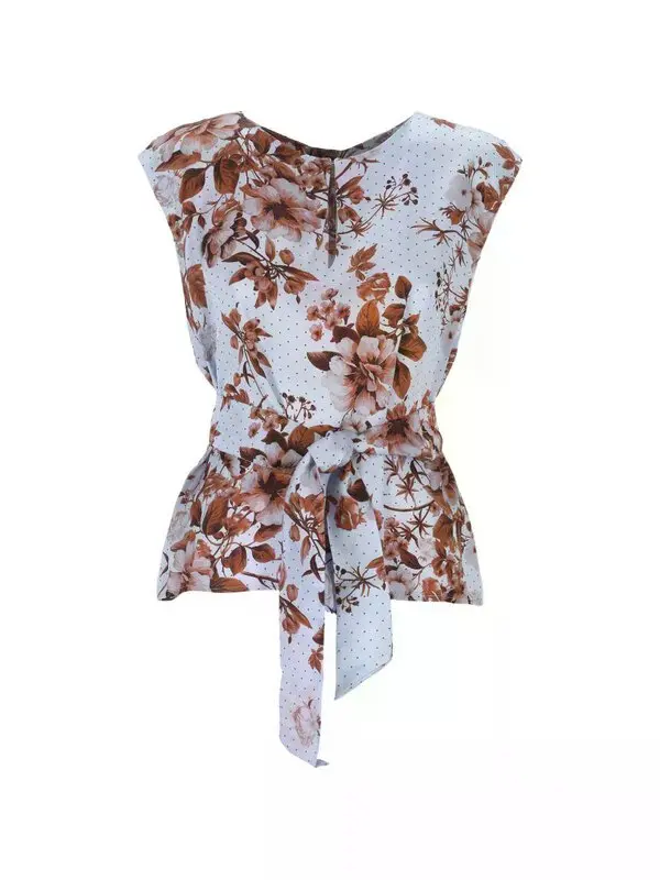 Marella Floral-print Belted Blouse