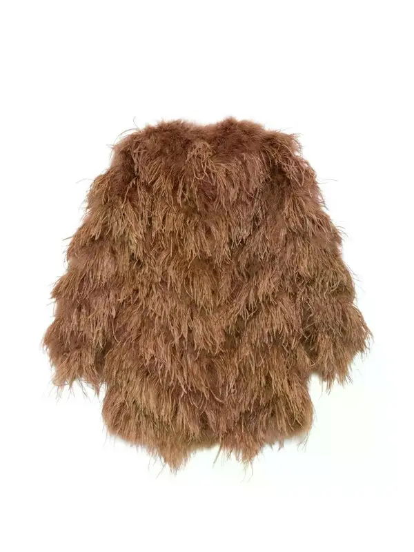 YVES SALOMON Feather-embellished Coat - Brown