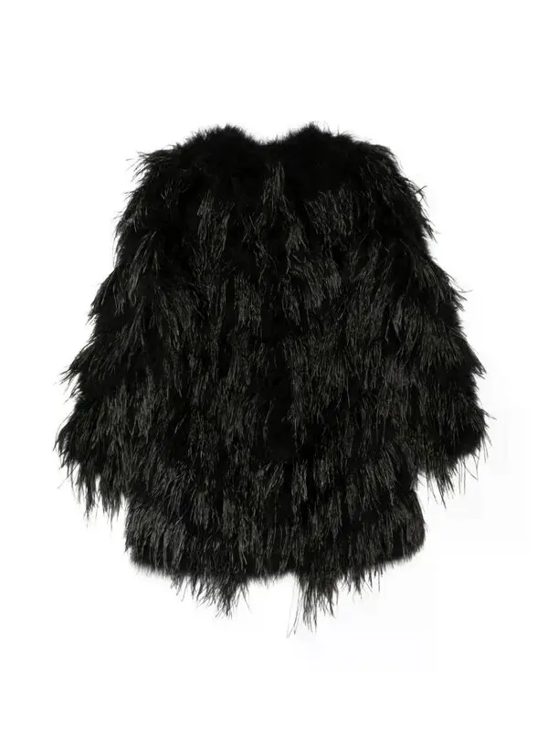 YVES SALOMON Feather-embellished Coat - Black