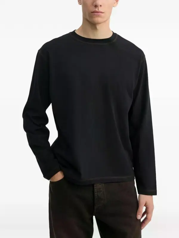 ANOTHER ASPECT Long-sleeve Contrast-stitch T-shirt