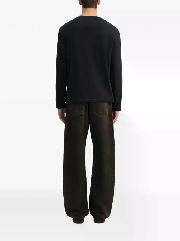 ANOTHER ASPECT Long-sleeve Contrast-stitch T-shirt