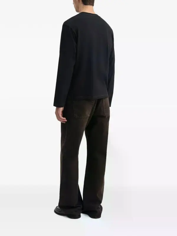 ANOTHER ASPECT Long-sleeve Contrast-stitch T-shirt