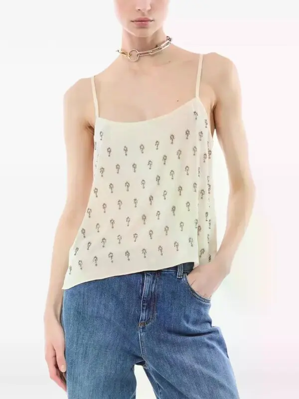 NENETTE Embellished Spaghetti-strap Top