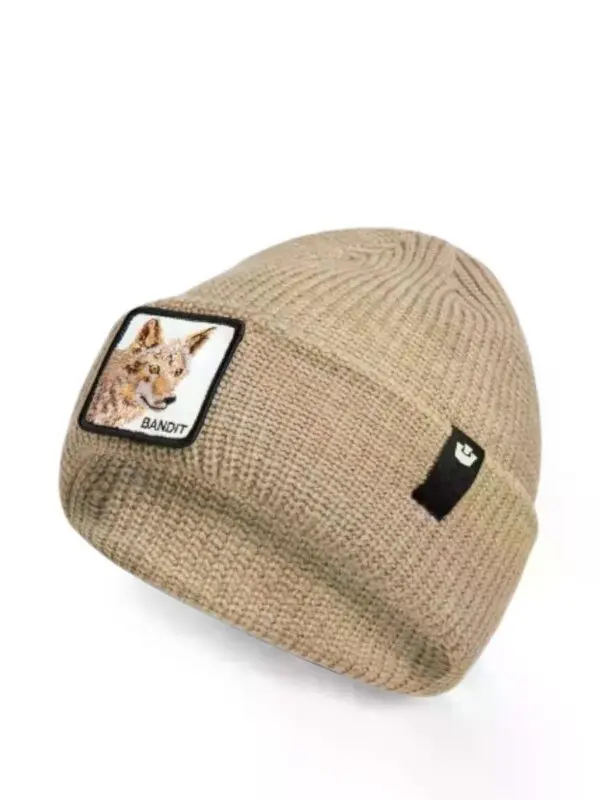 GOORIN BROS Wolf-patch Ribbed-knit Beanie Hat
