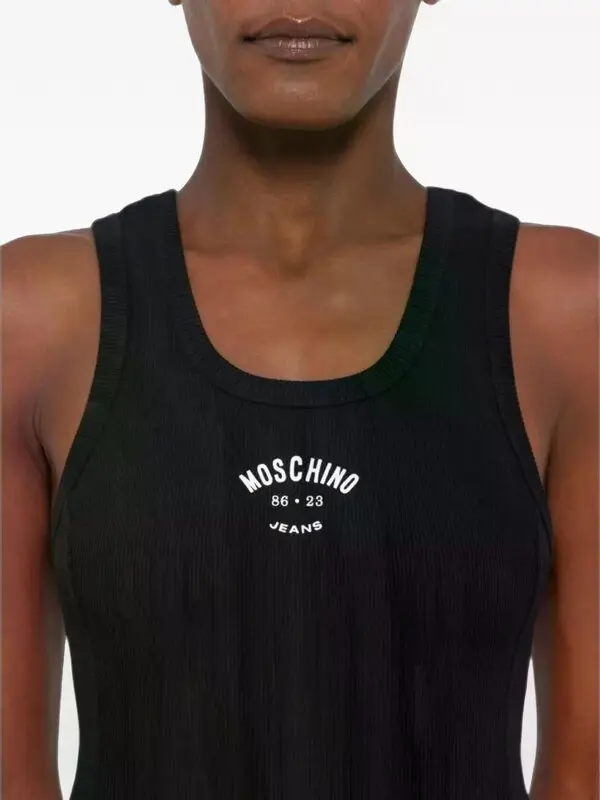 Moschino Ribbed Logo Maxi Dress