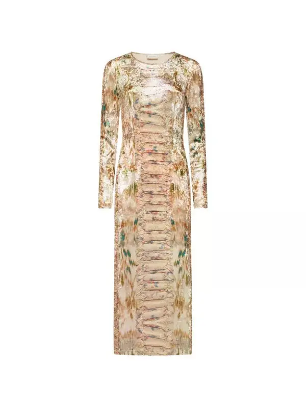 PIERRE-LOUIS MASCIA Ranat Abstract-print Maxi Dress - Neutrals