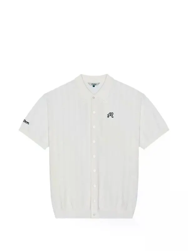 MALBON Crosscut Pointelle-knit Polo Shirt - Neutrals