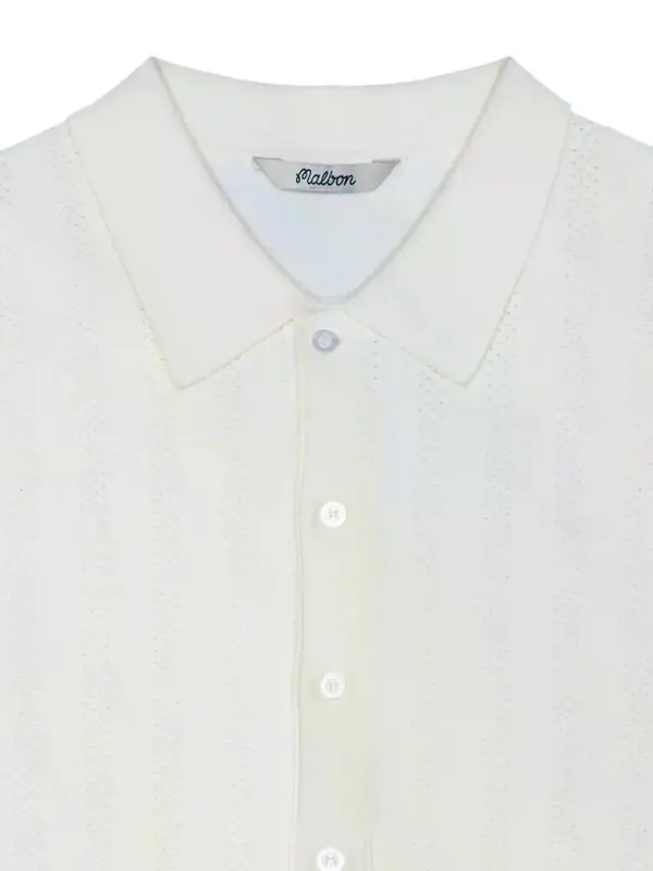 MALBON Crosscut Pointelle-knit Polo Shirt - Neutrals